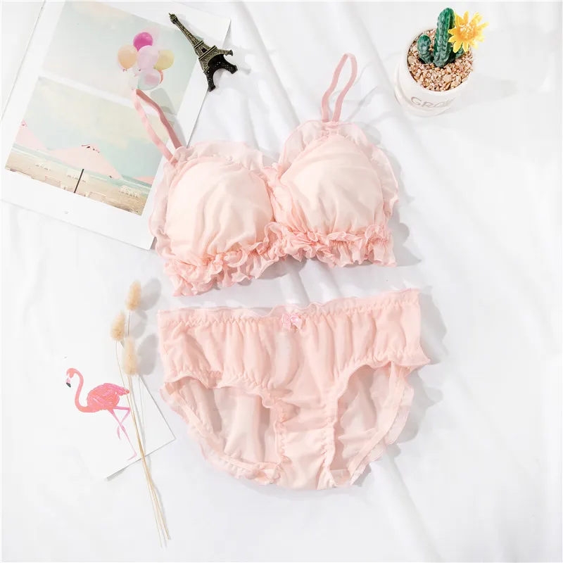 Japanese Lace Bra And Panty Set Back Ultra Thin, Transparent, And Cute ...