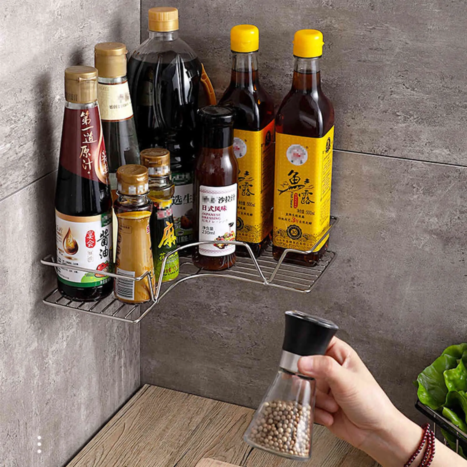 Wall Mount Kitchen Organizer Shelf - Spice Rack, Cabinet Storage Box ...