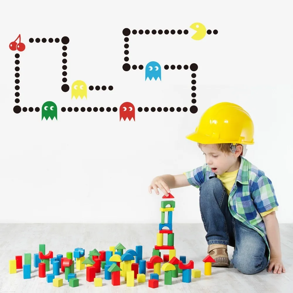 Cartoon Pacman Game Wall Sticker Kids Room Nursery Game Xbox Space ...