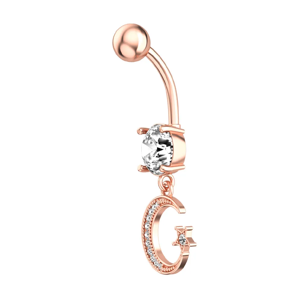 New Moon Star Belly Piercing Cross Border Zircon Belly Button Ring ...