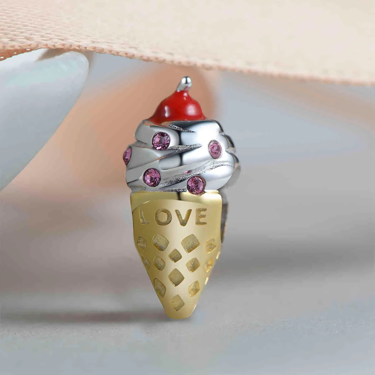 Ice Cream Charm - 925 Sterling Silver Food Charm for European Bracelets ...