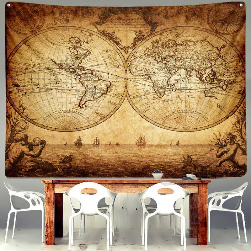 Boho Macrame Medieval World Map Tapestry Vintage Room Decor & Christmas ...