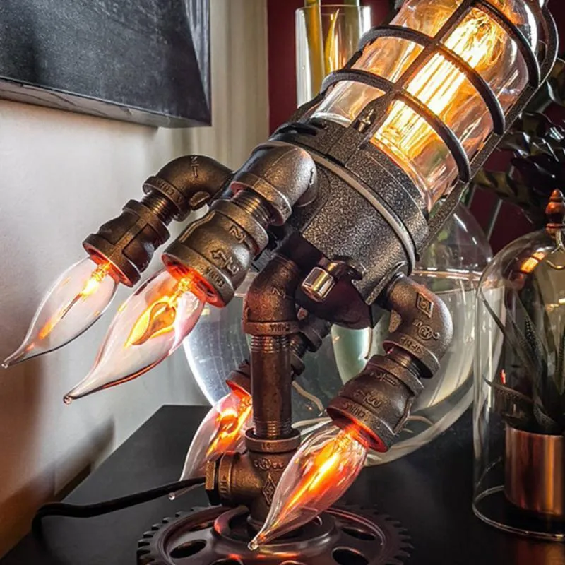 Steampunk Rocket Lamp - Industrial Night Light, Vintage Desk Decor ...