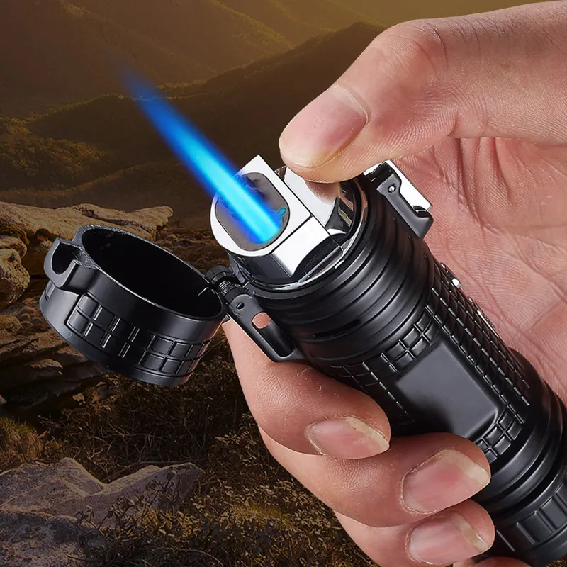 3-in-1 Windproof Lighter: Jet Flame Torch, Electric Arc, & LED Flashlight - Multifunction Cigar ...