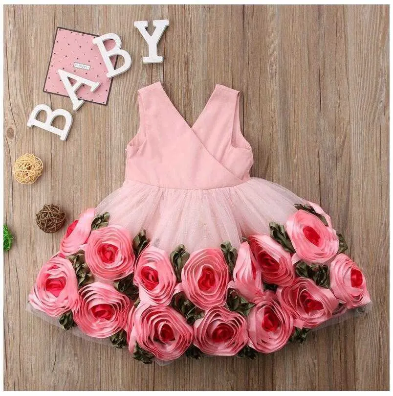 Toddler Girl's Floral Lace Dress: Adorable Sleeveless Princess Gown ...