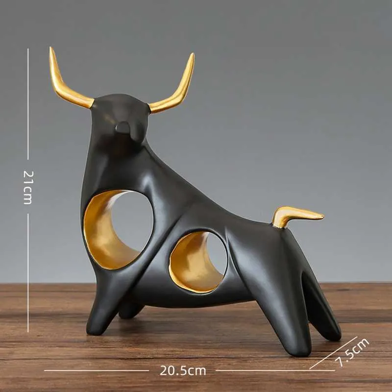 Resin Bull Figurine - Abstract Cattle Sculpture, Home Decor Ornament ...
