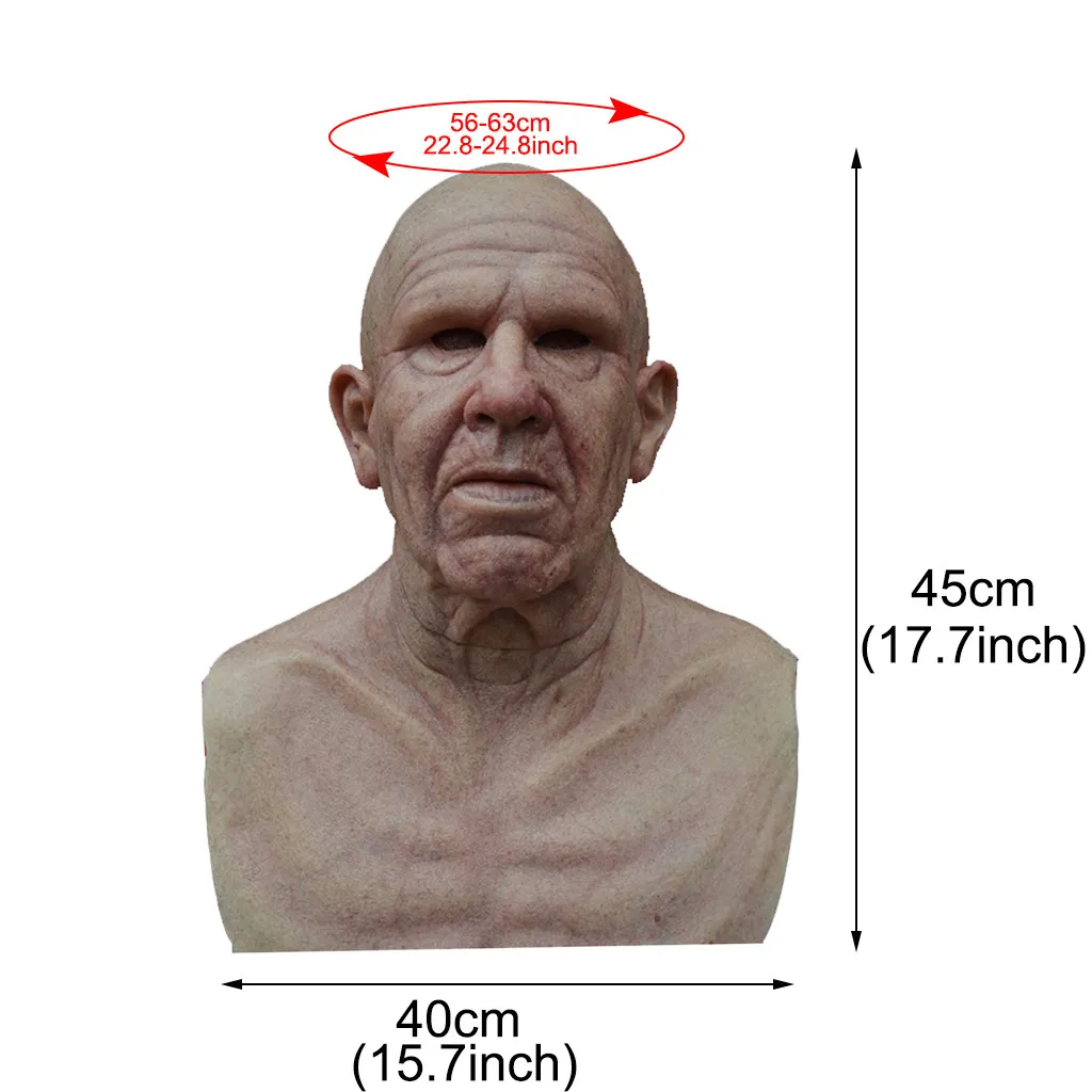 Wig Old Man Mask Halloween Mask Full Latex Face Mask Scary Headgear
