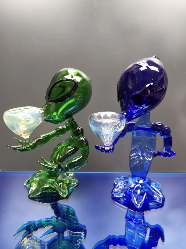 Alien Glass Pipes Smoking Pipe Water Pipes 18cm Height Green G Spot ...