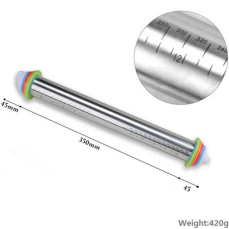 Adjustable Rolling Pin - 17 Inch Stainless Steel Dough Roller with ...