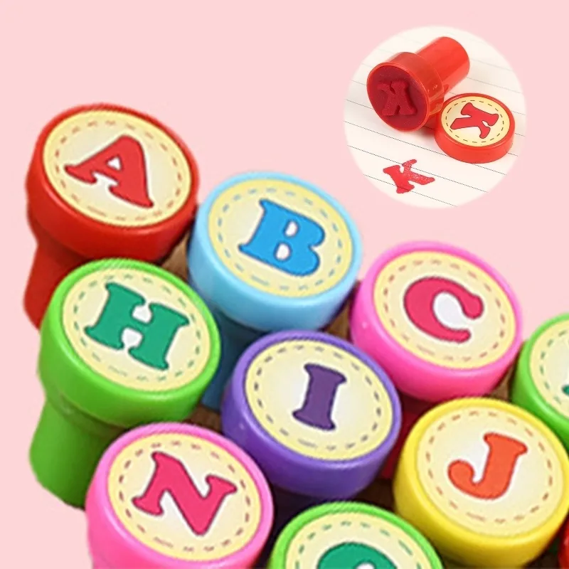 26 Alphabet Letters Round Stamp Set Self Inking Scrapbooking Pads For ...
