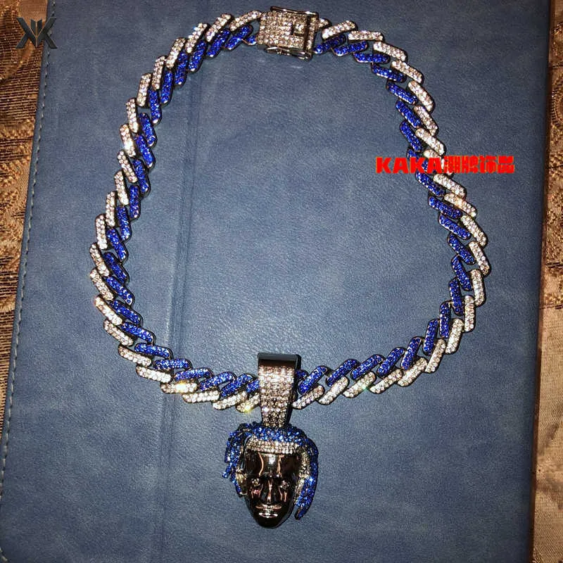 New Diamond Color Diamond Cuban Chain Xxxtentacion Head Pendant Hiphop ...