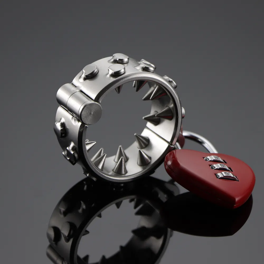 BDSM Aço Inoxidável Spike Scrotum Ring Cock Lock Penis Testicle ...