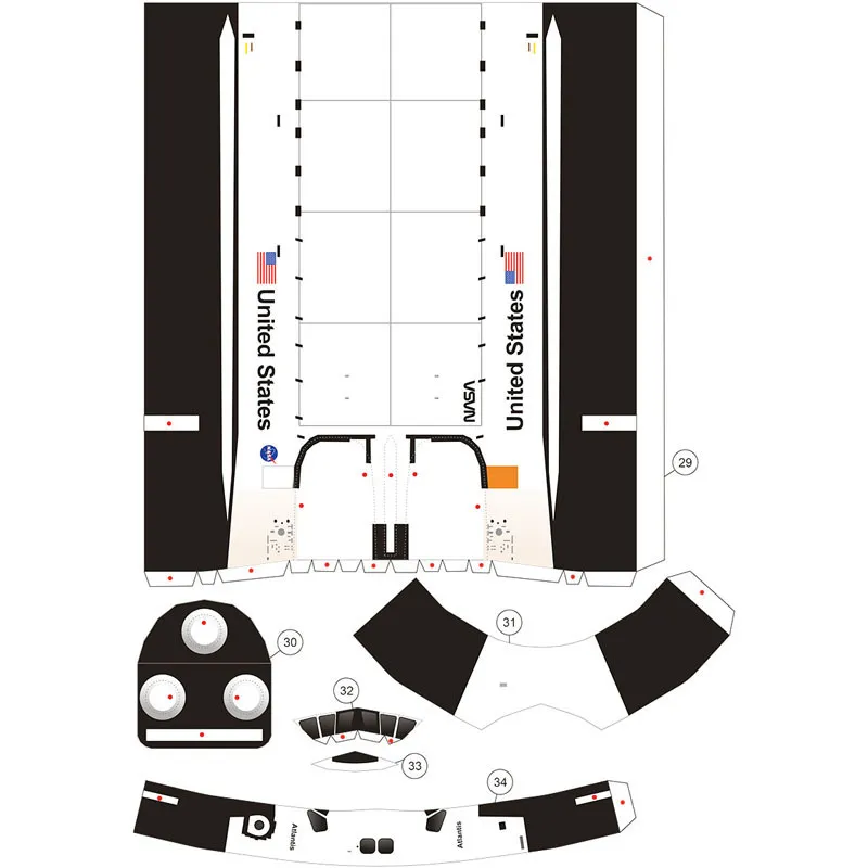 1 150 Atlantis Space Shuttle Papercraft 3D Modelo De Papel Miniaturas ...