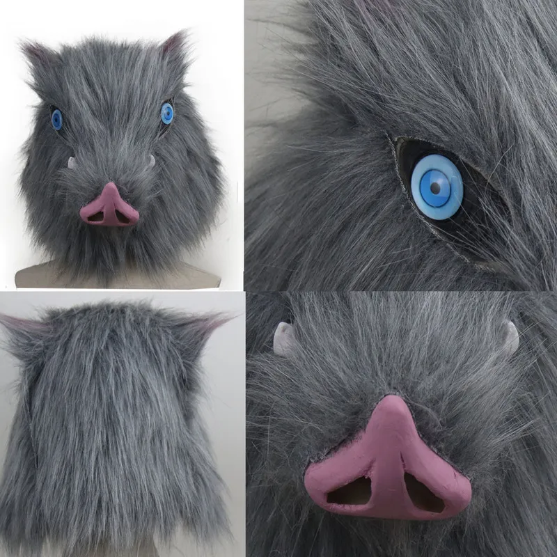 Anime Demon Slayer Hashibira Inosuke Masker Cosplay Wild Boar Varken ...