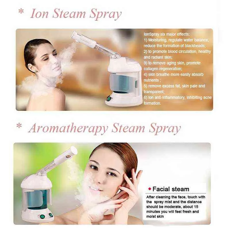 Mini Facial Steamer Ozone Table Top Spa - 360° Rotating Head, Deep Cleansing, Portable Face ...