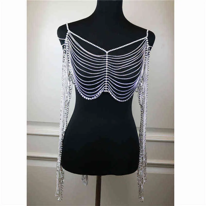 Women Handmade Women Chain Silver Sequin Camisole Imitation Long Sleeve ...