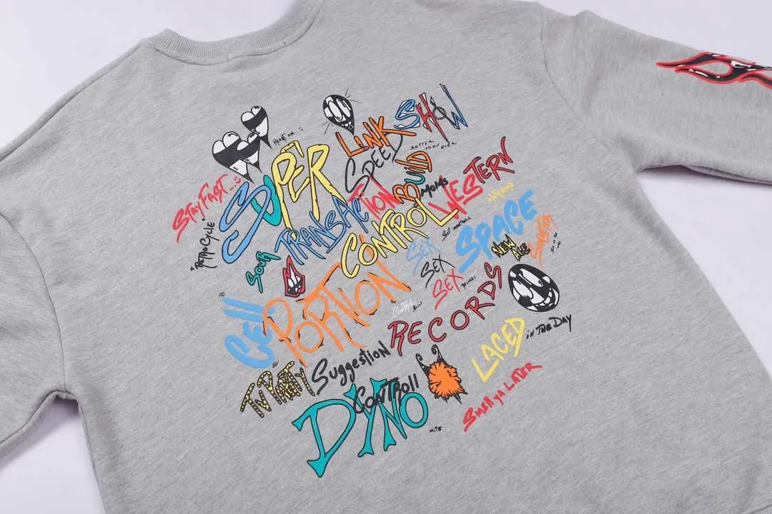 Tendencia De Moda Coreana Ch Crow Matty Graffiti Flame Suéter Para ...