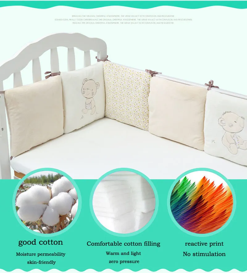 Premium Cotton Cot Bumper Set - Baby Head Protector, Safe Crib Bedding ...