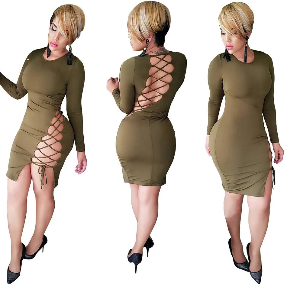Goods In Stock 5239 European Sexy Reveal Back Maxi Dress Night Out Club