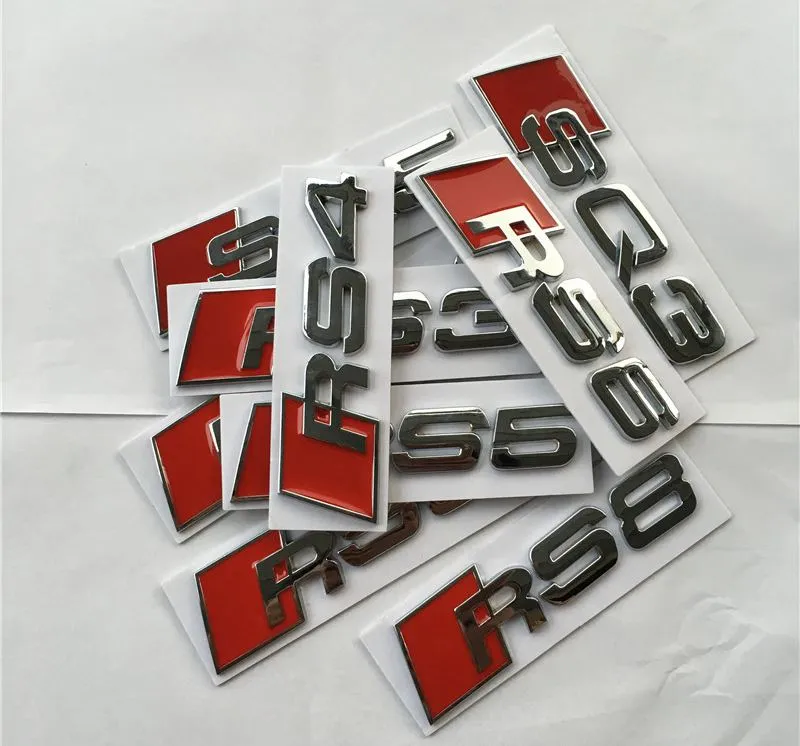 Cromo Metal Trunk Number Letras Emblema Sticker Emblema Para Audi RS3 ...
