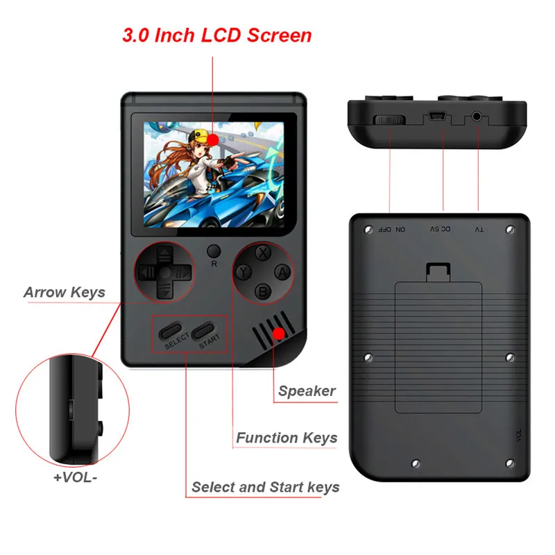 Retro Handheld Game Console With 168 Classic Games, 8 Bit Mini Pocket ...