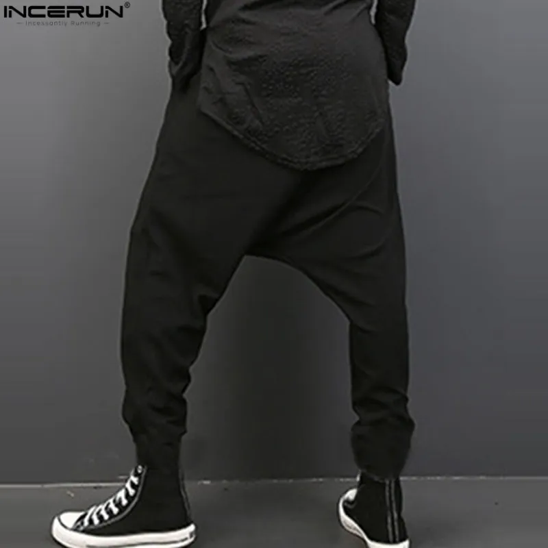 INCERUN Vintage Men Loose Drop Crotch Drape Pants Dance Baggy Trousers ...