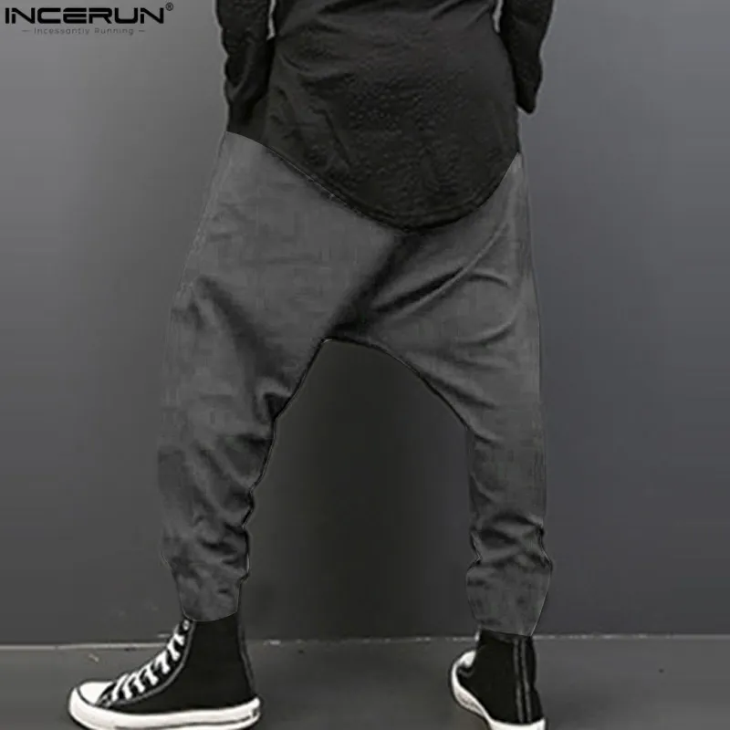 INCERUN Vintage Men Loose Drop Crotch Drape Pants Dance Baggy Trousers ...