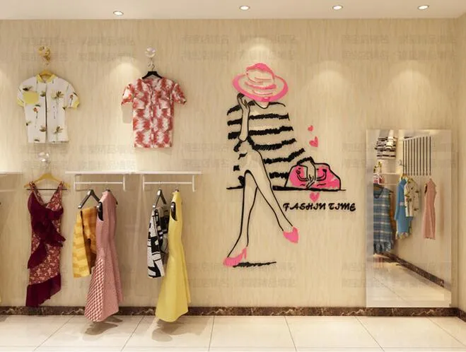 DIY 3D Non Toxic Acrylic Fashion Girl Removable Mirror Stickers ...