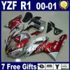 Fortuna Red and Silver Body Kit Fairing Set for Yamaha 2000-2001 YZF R1 ...