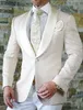 Men's Formal Wedding Suits Ivory Tuxedo Custom Made For 2024 Notched ...