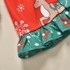 Girls Christmas Dress with Deer Print and Bow Contrast Button in Red ...
