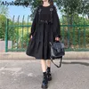 Harajuku Women's Gothic Midi Dress: Black Punk Suspender Bandage ...