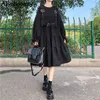 Harajuku Women's Gothic Midi Dress: Black Punk Suspender Bandage ...