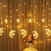 Eid Mubarak Decoration: Moon Star LED Curtain Light String Garland for ...