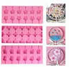 Silicone mold 12-hole round cake mold with sticks for kid DIY small gift fondant and chocolate ...