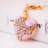 Hollow Heart Pendant Keychain with Rhinestone Crystal Metal Ring for ...