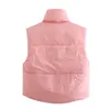 Stylish Sweet Pink Double Wear Drawstring Cropped Vest Coat Women's ...