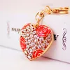 Hollow Heart Pendant Keychain with Rhinestone Crystal Metal Ring for ...
