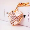 Hollow Heart Pendant Keychain with Rhinestone Crystal Metal Ring for ...