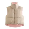Stylish Sweet Pink Double Wear Drawstring Cropped Vest Coat Women's ...