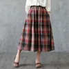 Cotton Plaid Mid-Calf A-Line Skirt for Women Ages 16-28 Elastic High ...