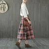 Cotton Plaid Mid-Calf A-Line Skirt for Women Ages 16-28 Elastic High ...