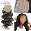 Brazilian Human Hair Closure Silk Base Free Part Body Wave Hair Pieces ...