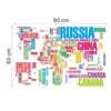Colorful Letters World Map Wall Stickers Living Room Home Decorations ...