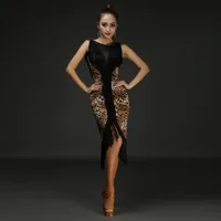 Explosion Sexy Latin Dance Leopard Dress With Tassel Print For Women Perfect For Flamengo, Salsa ...