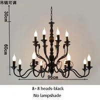 Rustic Black Iron Chandelier Vintage Candle Style Wrought Iron Lamp For ...