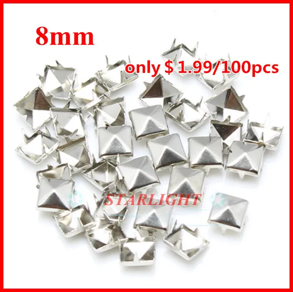 DHgate.com:8mm Pyramid Studs - Silver Punk Rock DIY Rivet Spikes for ...