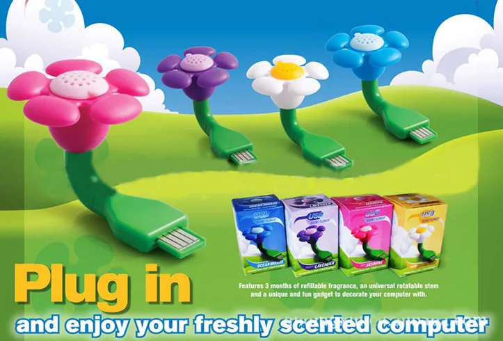 Novelty Mini Aroma USB Scent Flower Diffuser Air Purifier USB Fresher ...