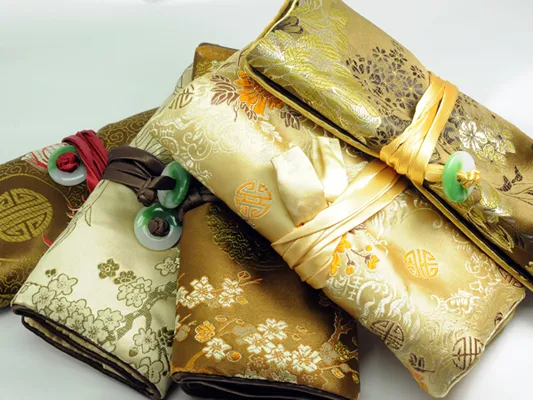 Customize Folding Jade Travel Jewelry Roll Up Bag Chinese Silk Brocade ...