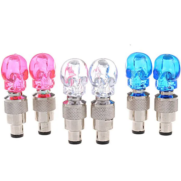 2 X Skull Valve Cap Light Wheel Tyre Lamp For Car Motorbike Bike ...